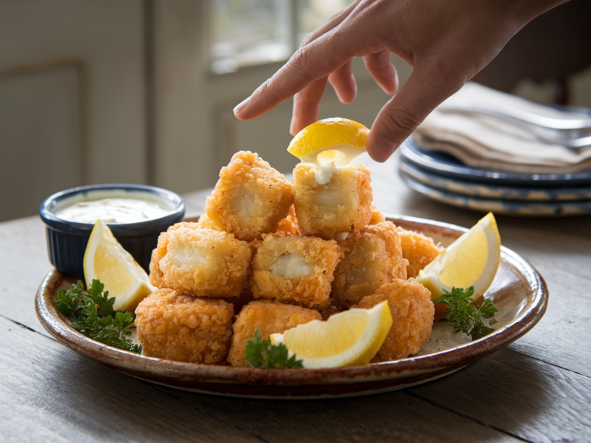 קוביות דג מטוגן עם ציפוי קראנצ'י ולימון – מתכון נוסטלגי וטעים במיוחד ...