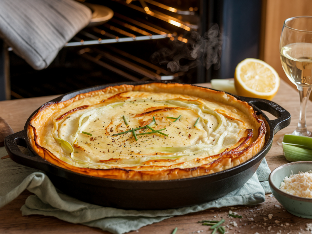 פריטטה עם כרישה במחבת ובתנור, נימוח בפנים וזהוב בקצוות, קל להכנה ומושלם ...